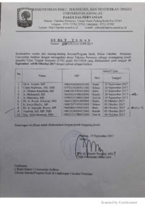 Surat Tugas Pengawas UTS Ganjil 2017 - Document Repository Universitas Andalas